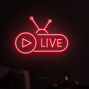 Live Neon Sign, Live LED Light, Live Logo Neon Wall Art, Broadcast Wall ...