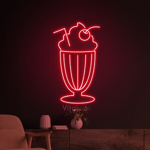 Milkshake LED Sign, Custom Neon Sign for Milkshakes, Neon Light for ...