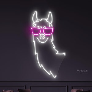 Llama With Sunglasses Neon Sign, Llama With Sunglasses LED Light, Cute ...