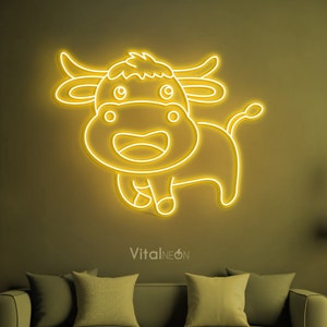 Cow Neon Sign, Cow Neon Light, Cow Wall Art Sign for Animal Lovers ...