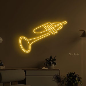 Trumpet Neon Sign, Trumpet LED Light, Jazz LED Neon Art, Music Wall ...