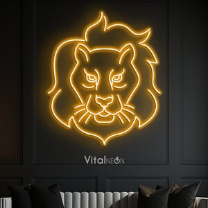 Lion Face Neon Sign, LED Lion Wall Decor, Lion Head Light, Game Room ...