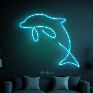 Dolphin Neon Sign, Dolphin LED Light, Dolphin Fish LED Neon Art, Fish ...