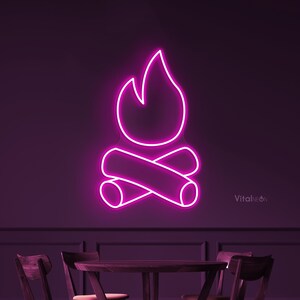 Bonfire Neon Sign, Bonfire LED Light, Fire Wall Decor, Burning Wall Art ...
