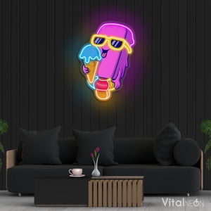 Ice Cream Neon Light, Popsicle Neon Sign, Neon Pop Art, Popsicle Wall ...