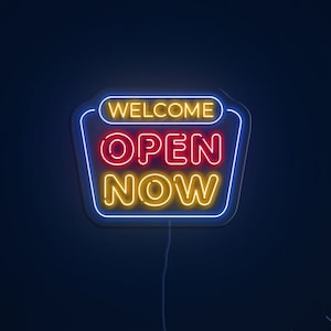 Welcome Open Now Neon Sign, LED Business Sign for Storefronts, Sign for ...