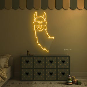 Llama With Sunglasses Neon Sign, Llama With Sunglasses LED Light, Cute ...