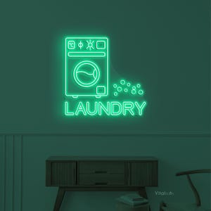 Laundry Neon Sign, Laundry Machine LED Light, Washing Machine Wall ...