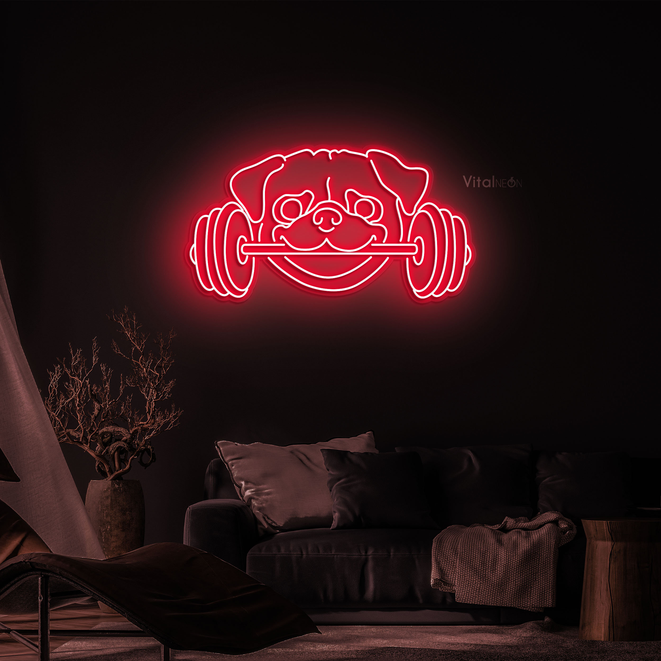 Pug With Dumbbell Neon Sign, Dog Gym Decor, Pet Lover Gift - Etsy