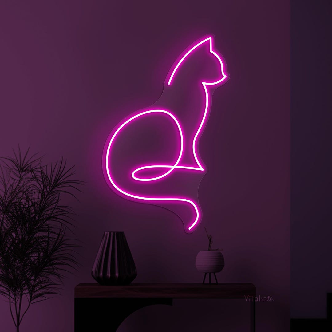 Cat Neon Sign, Cat LED Light, Cute Kitty Wall Decor, Nursery Room Wall ...