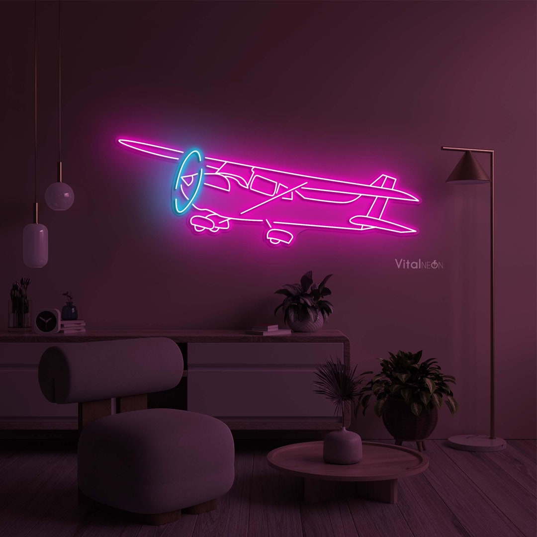 Airplane Neon Sign, Airplane LED Light, Airplane LED Neon Art, Home ...