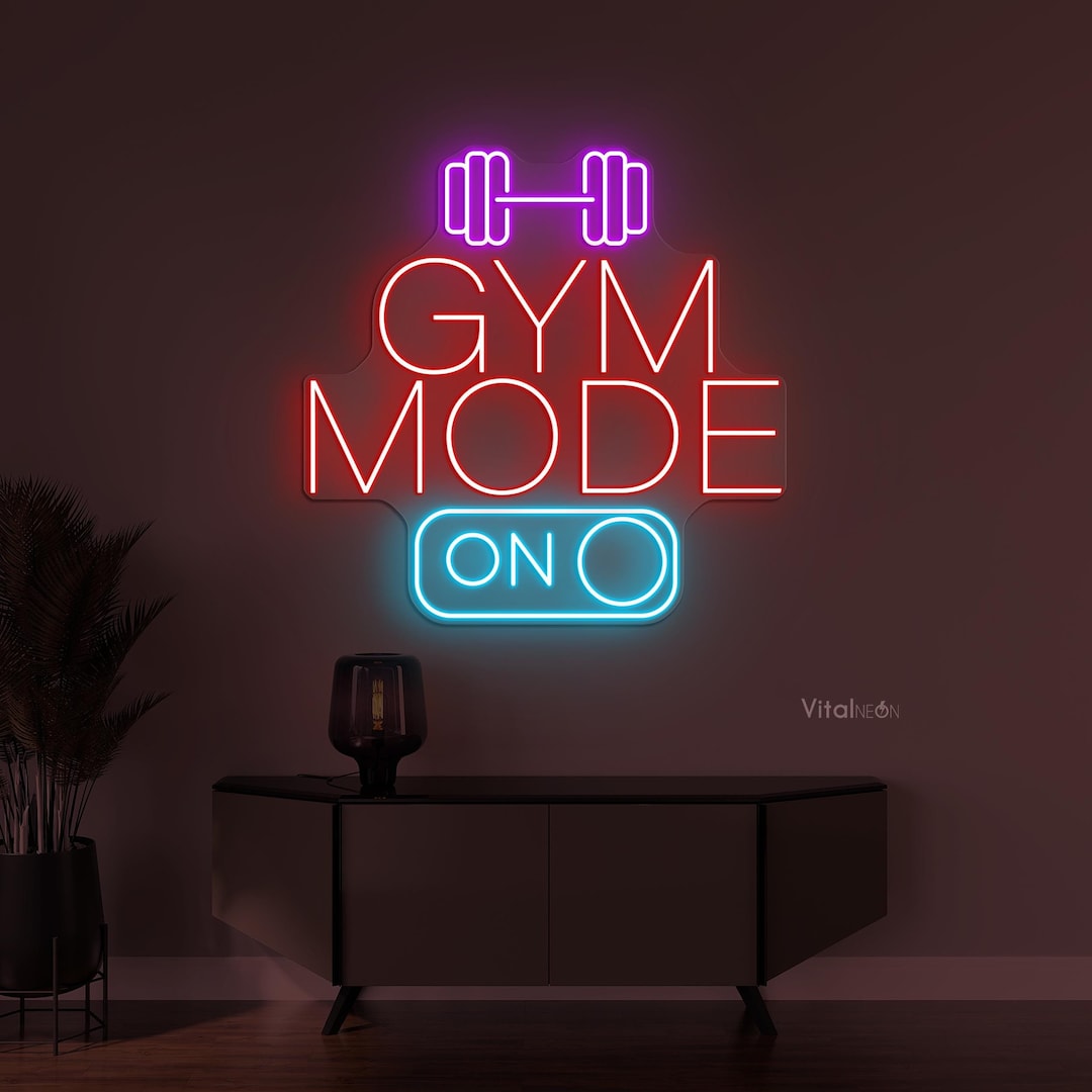 Gym Mode on Neon Sign, Gym Mode on LED Light, Gym Wall Decor, Workout ...