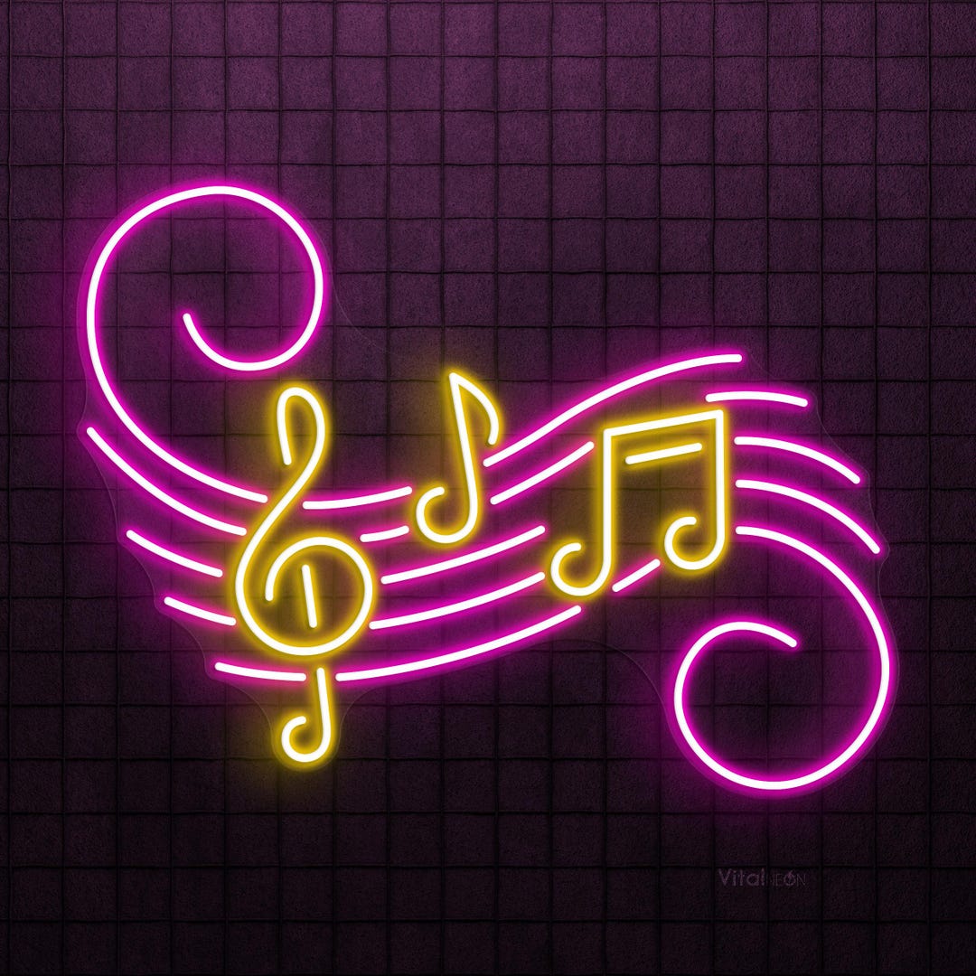Music Notes Neon Sign, Music Notes LED Light, Treble Clef Wall Decor ...