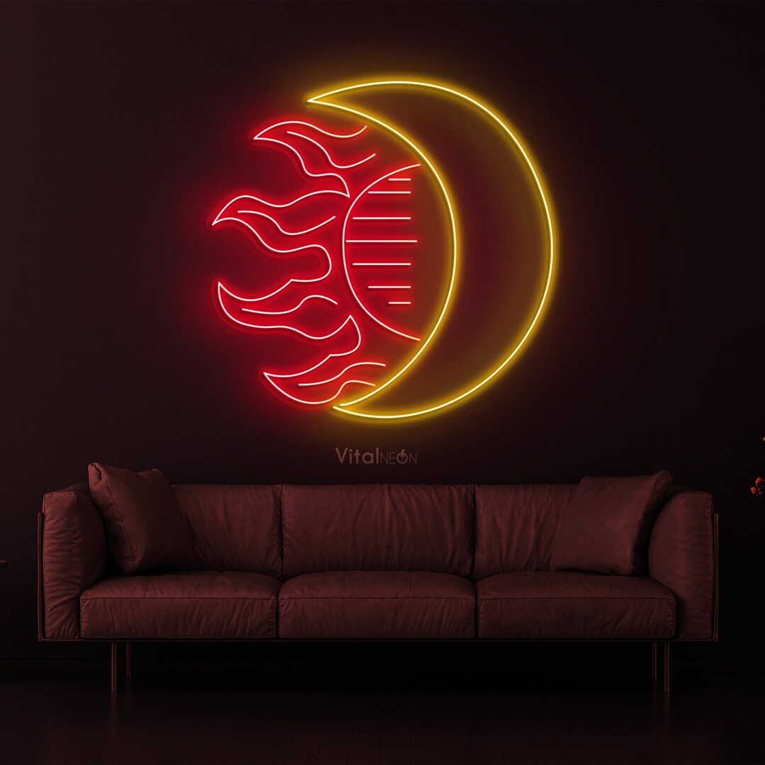 Moon and Sun Neon Sign, Half Sun and Half Moon Night Lamp, Perfect for ...