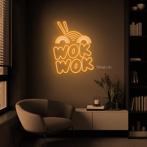 Wok Wok Neon Sign, Wok Wok LED Light, Chinese Food Wall Decor, Kitchen ...