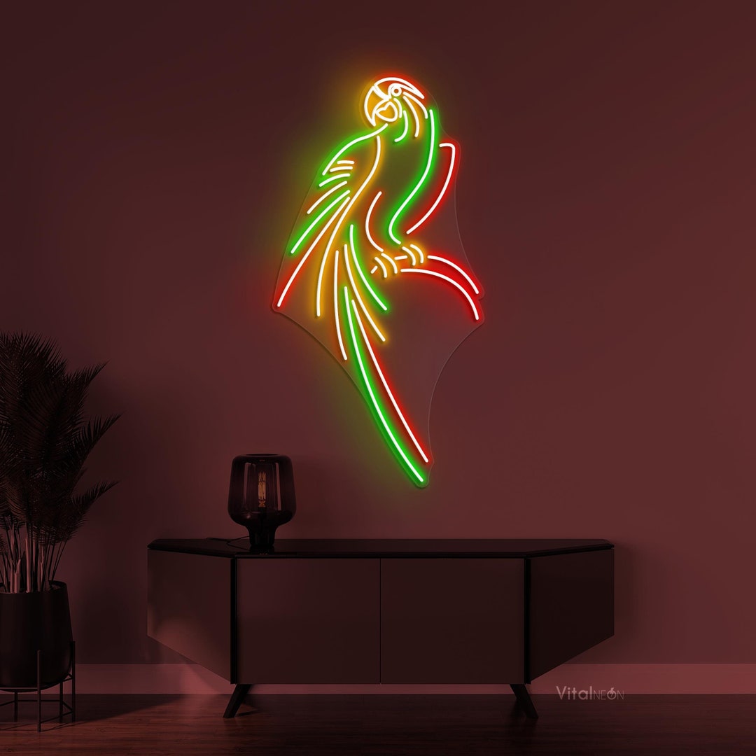 Parrot Neon Sign, Parrot LED Light, Macaw Parrot Wall Decor, Tropical ...