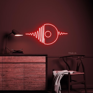 Vinyl Disc Wave Neon Sign, Record and Soundwave Light, Sound Wave Wall ...