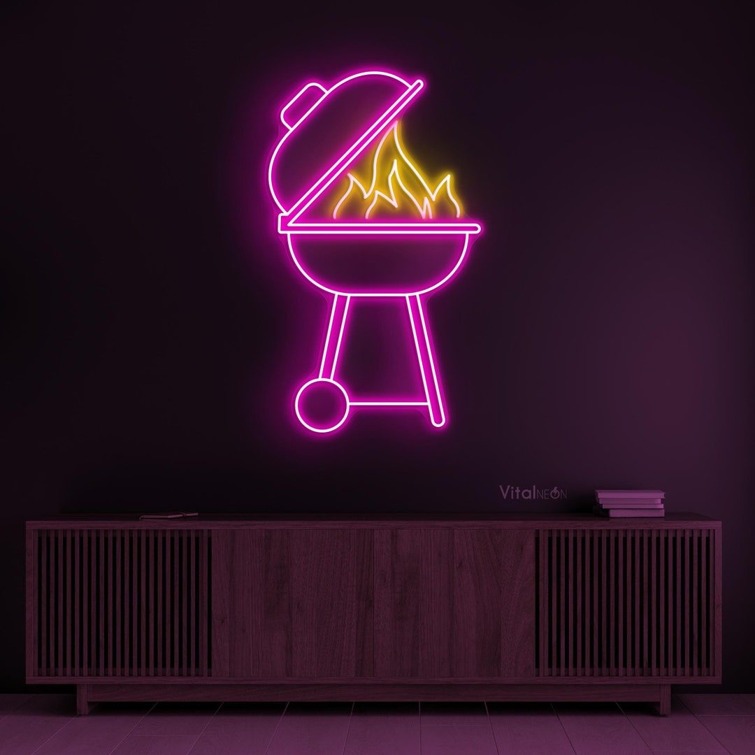 Bbq Grill Neon Sign, BBQ Grill Led Light, Restaurant Wall Decor, Bbq ...