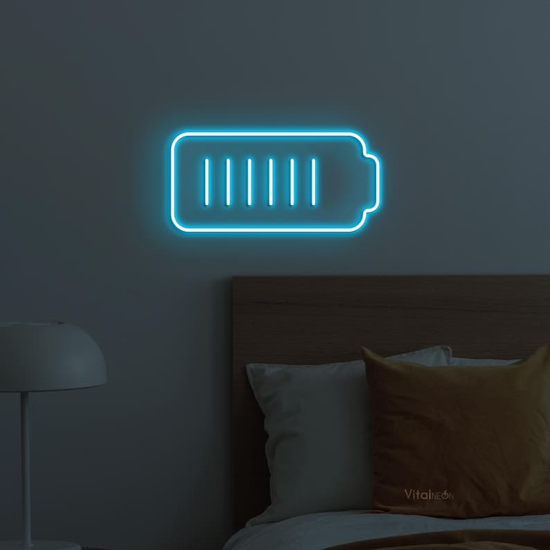 Battery Neon Sign Dimmable LED Light Charge Indicator Wall Art Mobile ...