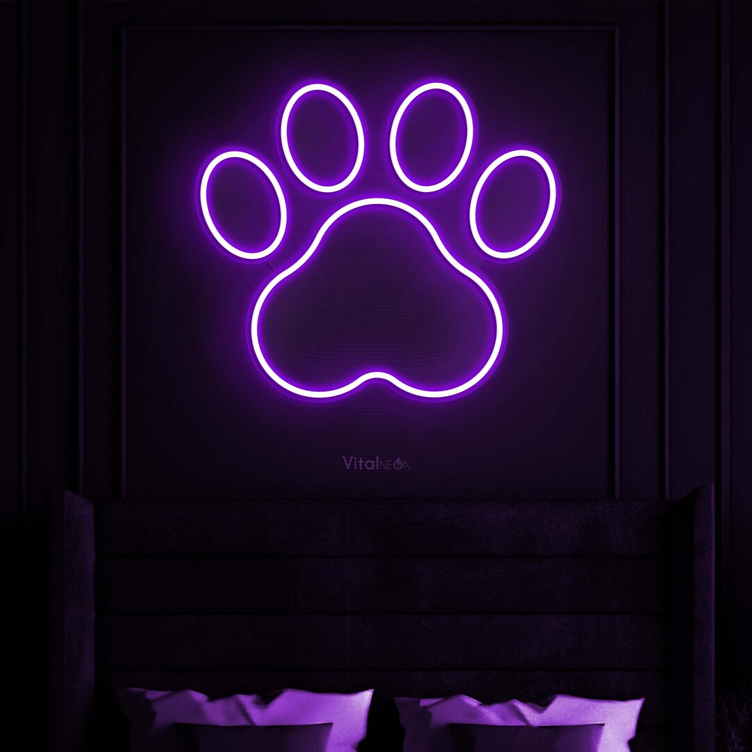Dog Paw Neon Sign, LED Wall Lights for Bedroom, Cat Paw Neon Light ...