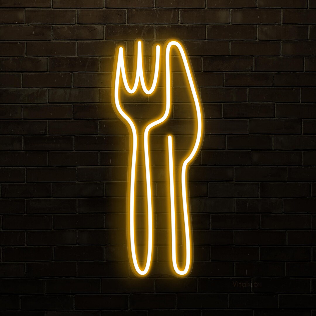 Fork & Knife Neon Sign, Fork and Knife LED Light, Restaurant Wall Art ...