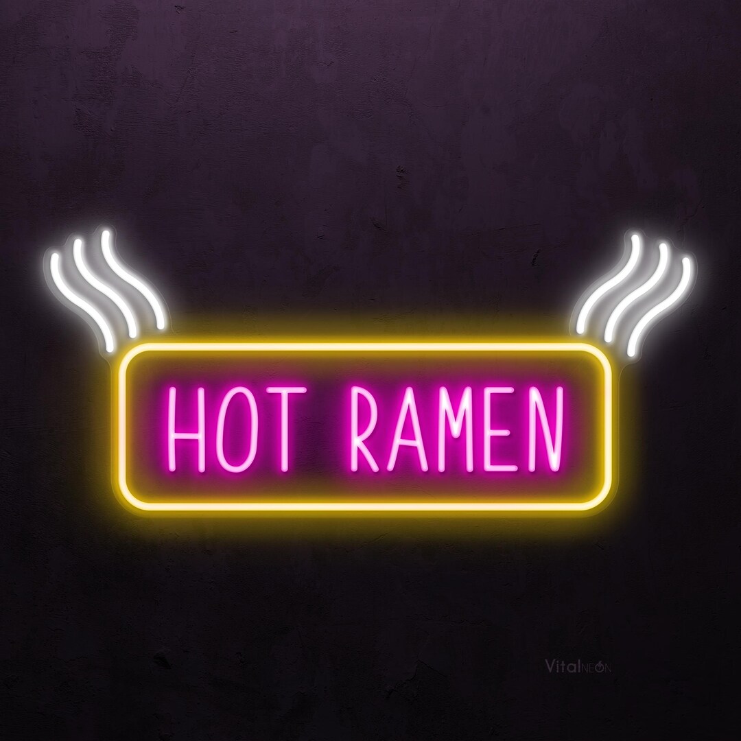 Hot Ramen Noodle LED Light Neon Sign, Asian Food Restaurant Kitchen Art ...