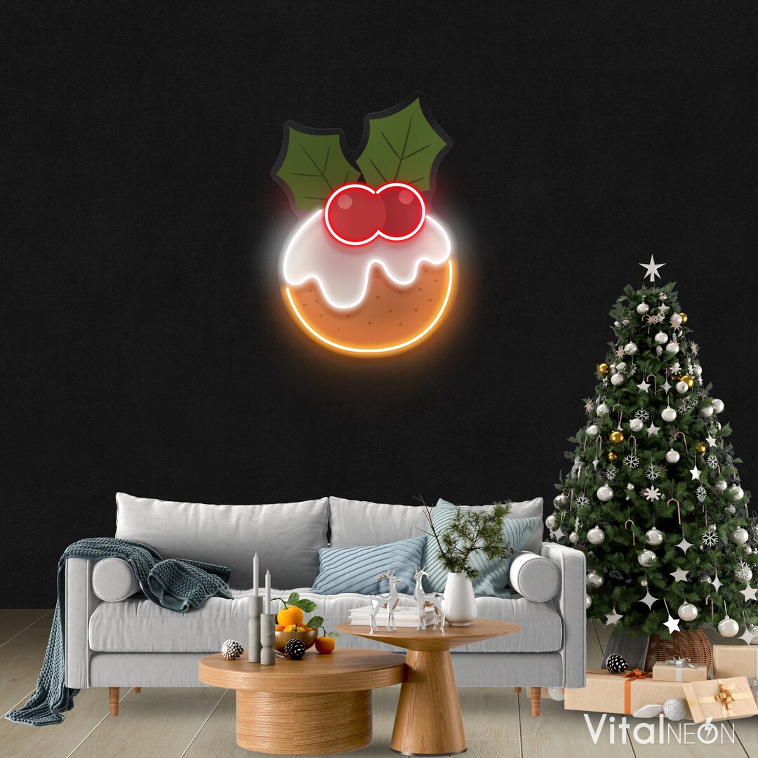 Christmas Pudding Neon Sign Neon Artwork Sign Festive LED - Etsy