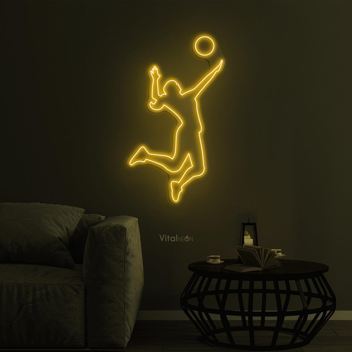 Volleyball Player LED Neon Sign, Sports Decor - Etsy