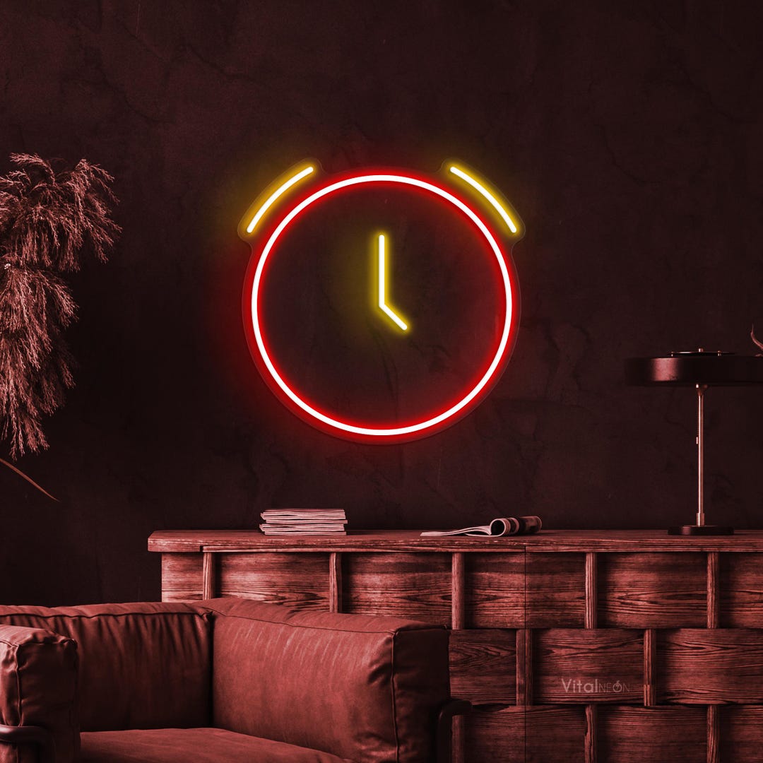Clock Neon Sign, Clock LED Light, Neon Decor for Cafe, Bar, Restaurants ...