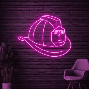 Firefighter Helmet Neon Sign, Firefighter Helmet LED Light, Rescue Room ...