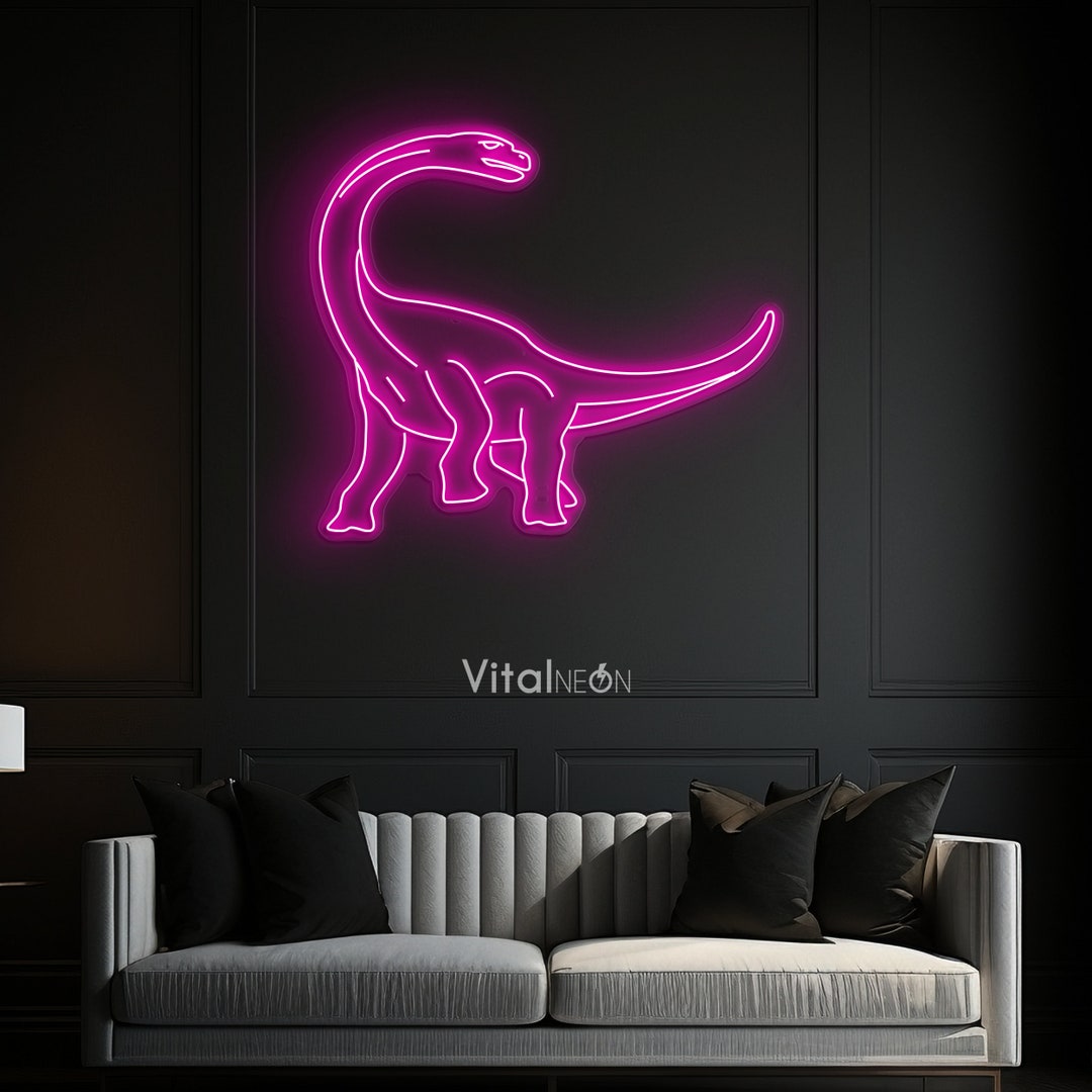 Dinosaur Brachiosaurus Neon Sign Kids Room Game Decor Night Light LED ...