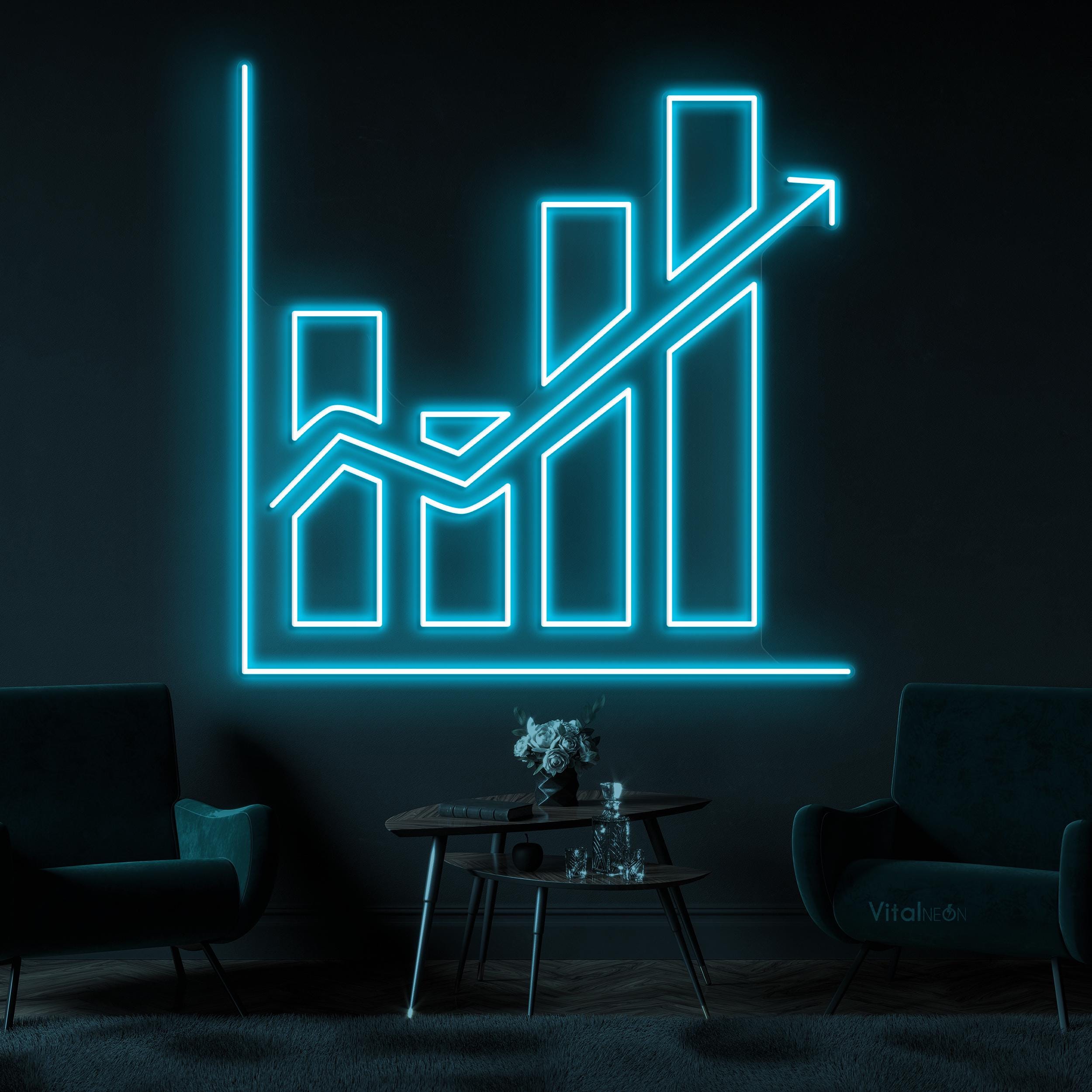 Stock Market Neon Sign, Growth Chart LED Light, Finance Decor - Etsy