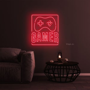 Gamer LED Neon Sign, Game Controller Light, Custom Neon Sign for Game ...