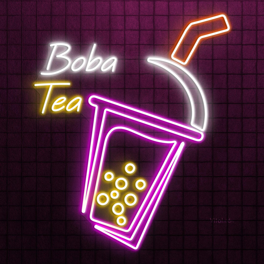 Boba Bubble Tea LED Light Neon Sign, Cafe Home Bar Game Room Drink Gift ...