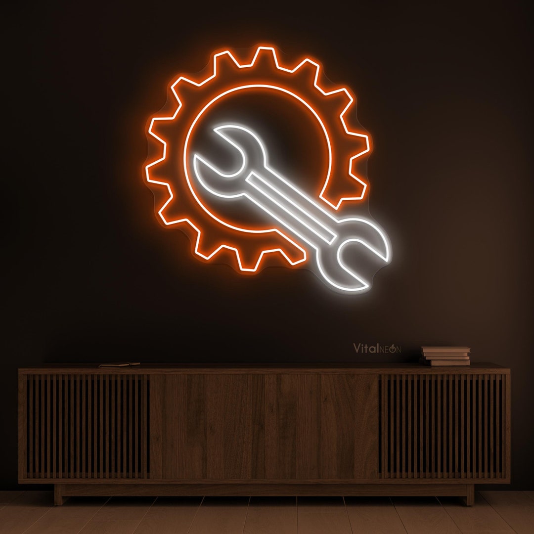 Gear and Wrench LED Neon Sign, Mechanic Garage Decor - Etsy