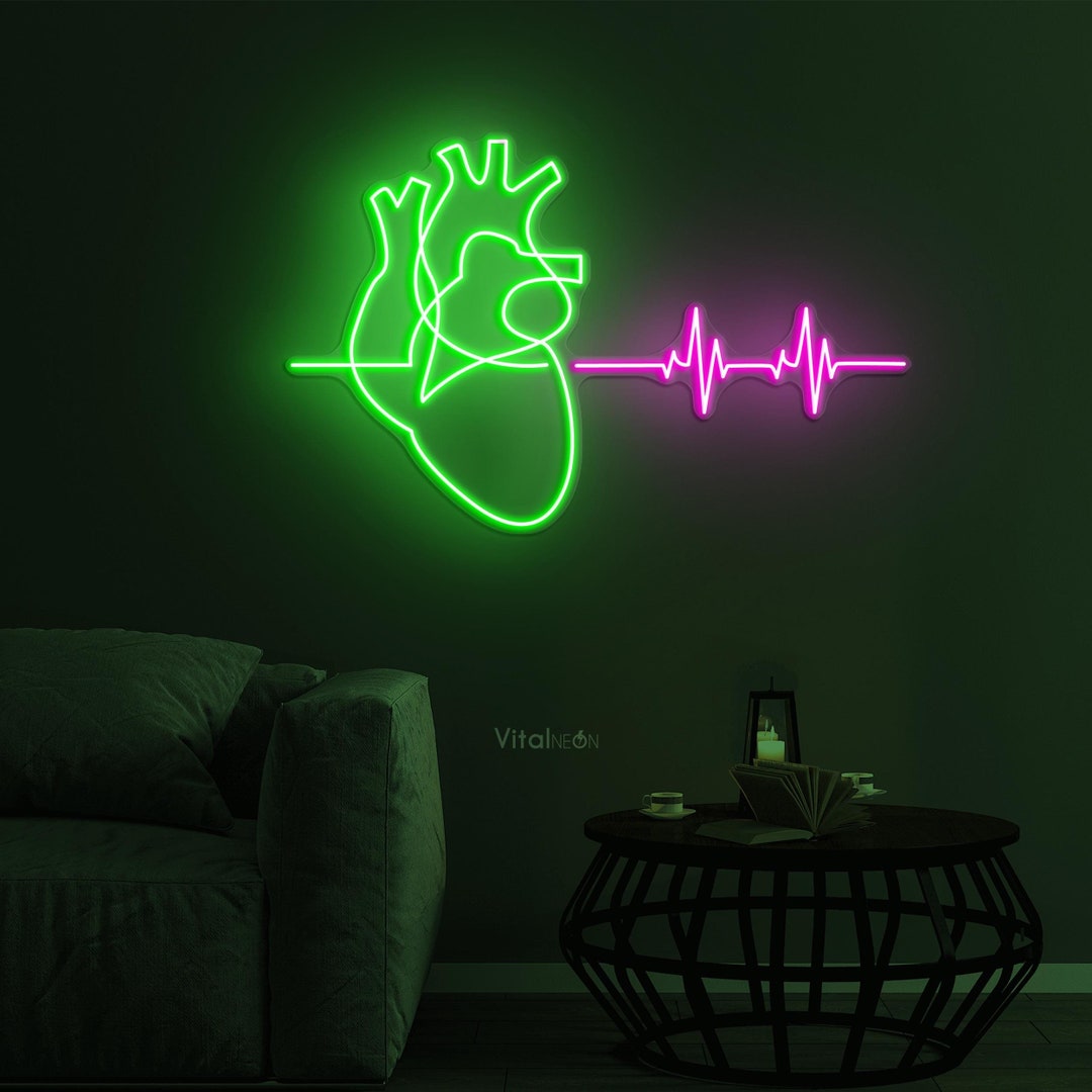 Heartbeat With Heart LED Neon Sign, Home Decor - Etsy