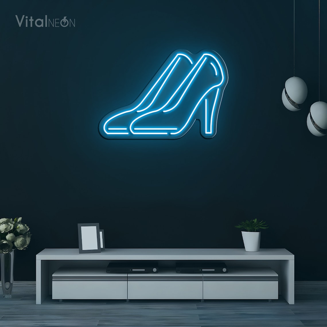 High Heel Neon Sign, LED Wall Decor for Fashionistas and Shoe Lovers ...