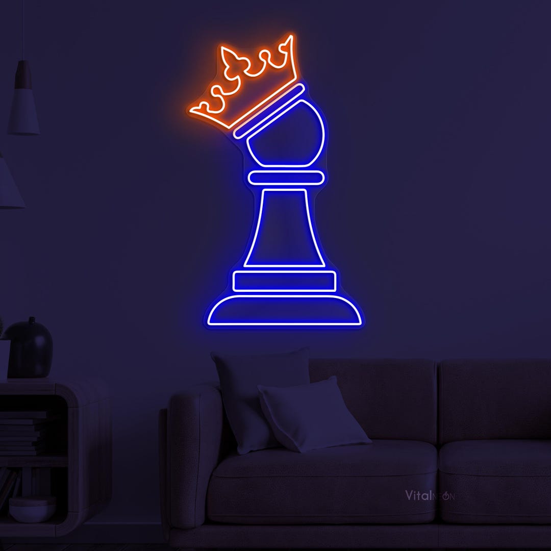 Chess King Neon Sign, Chess King LED Light, Checkmate LED Neon Art ...