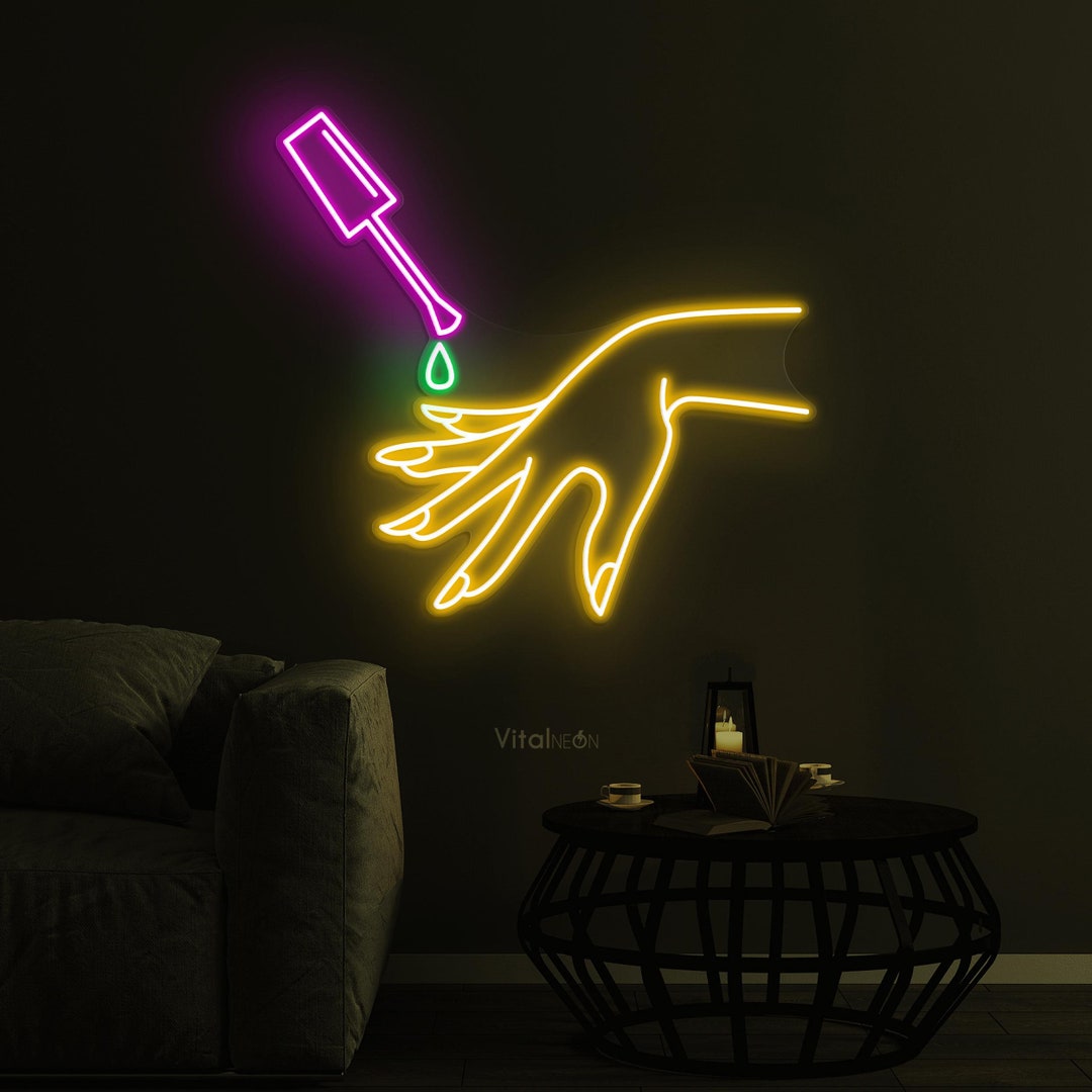 Hand Painting Nails Neon Sign, Hand & Nail Polish LED Light, Nail ...