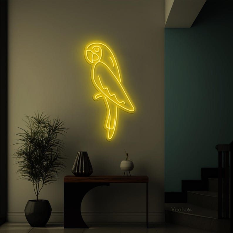 Tropical Macaw Parrot Neon Sign – LED Wall Art for Kids Room, Playroom ...