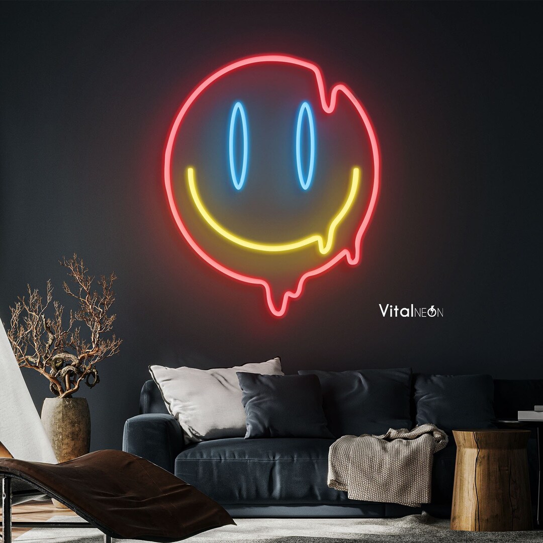 Smile Face Neon Sign, Emoji Neon Sign LED Light, Night Light, Happy ...