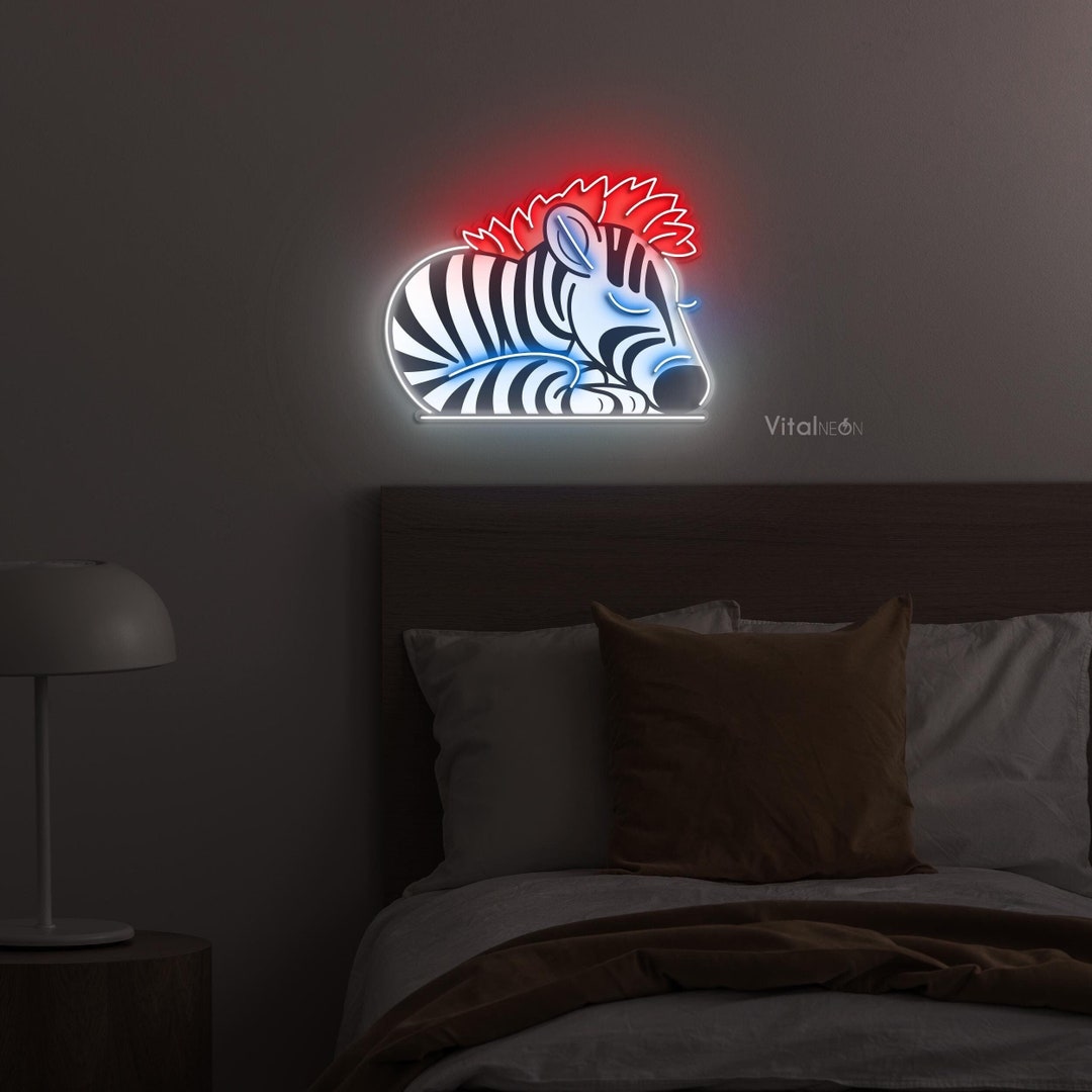 Zebra Neon Sign, Zebra LED Light, Zebra Pop Art, UV Print Sign for ...