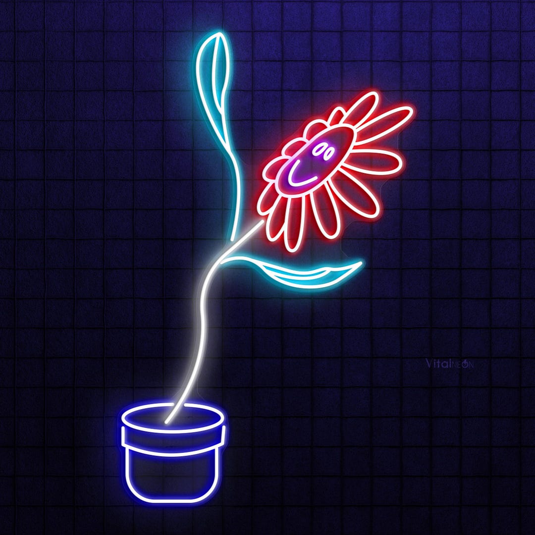 Sunflower Neon Sign Dimmable LED Light Smiling Flower Wall Art Nursery ...
