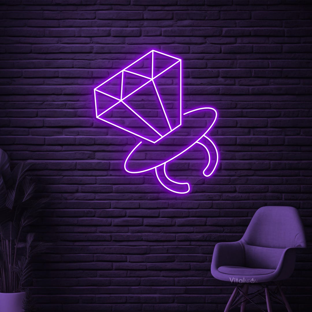 Diamond Ring Neon Sign, Diamond Ring LED Light, Engagement Ring Wall ...