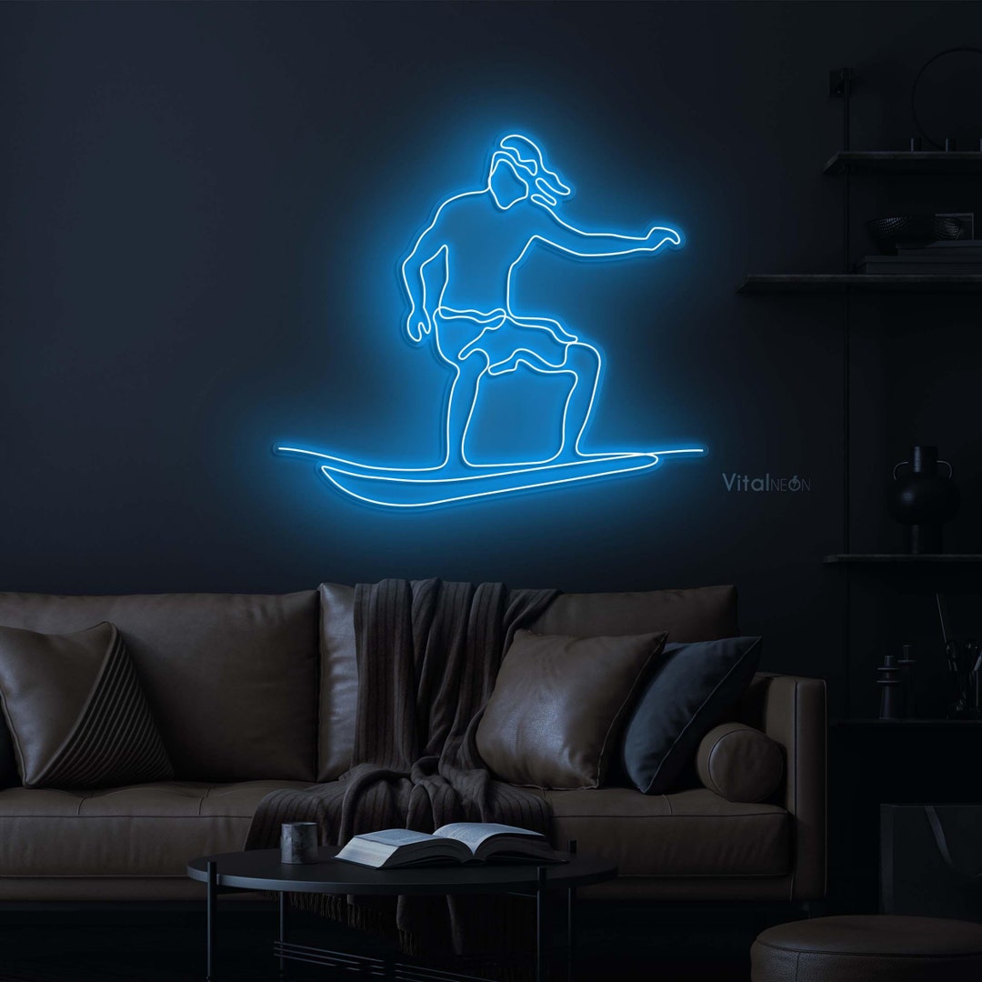 Sea Wave Surfing Neon Sign, Sea Wave Surfing Led Light, Wave Rider Wall ...