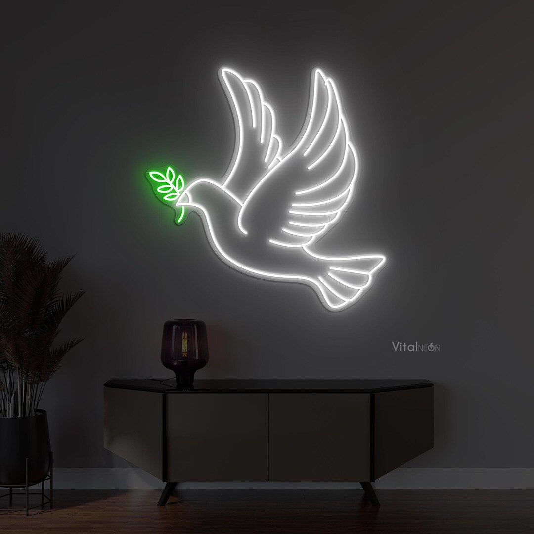 Pigeon Leaf LED Neon Sign, Birds Shop Kids Room Wall Decor ...