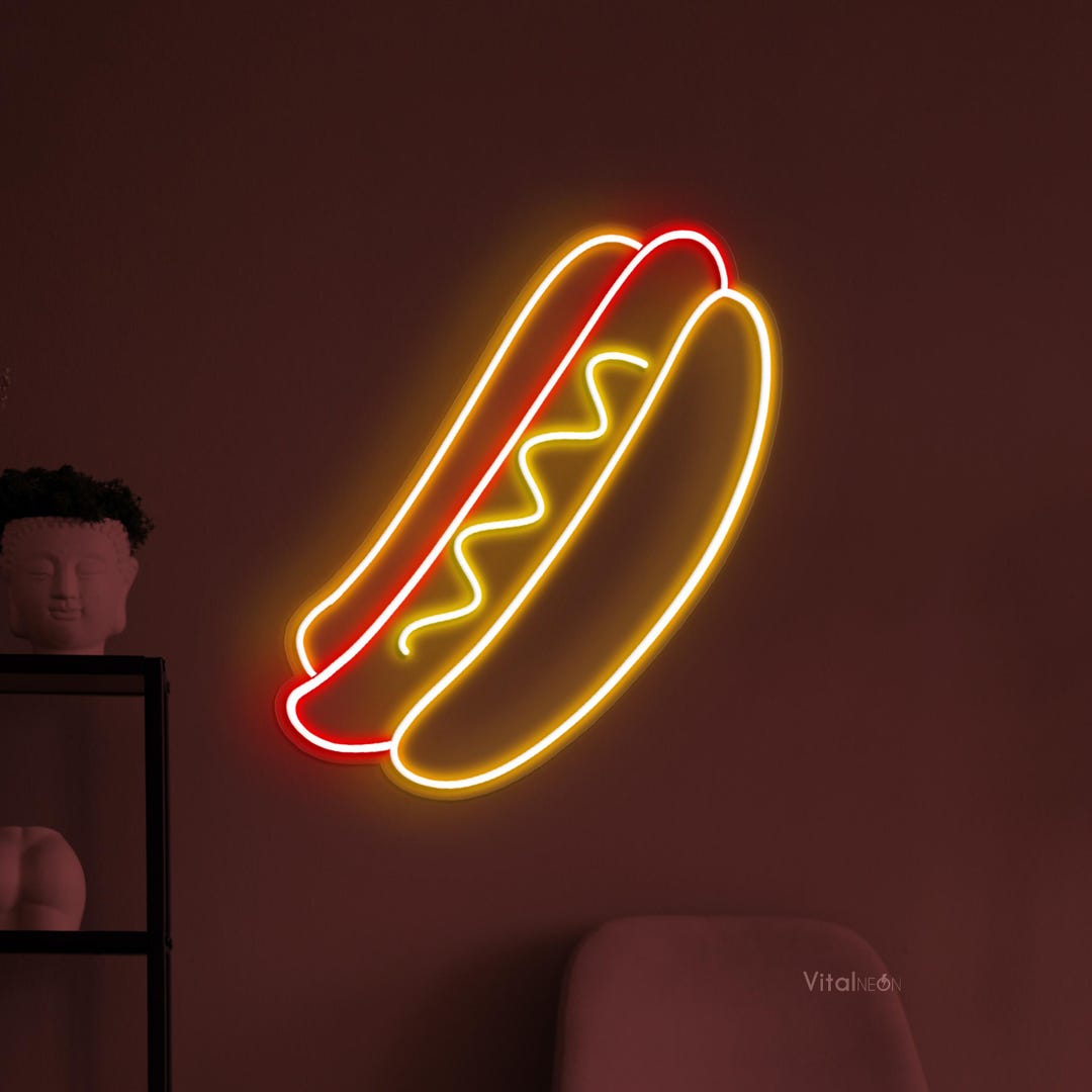 Hot Dog Neon Sign, Hot Dog LED Light, Fast Food Wall Decor, Fast Food ...