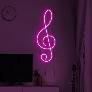 Treble Clef Neon Sign, Treble Clef LED Light, Musical Note Wall Decor ...