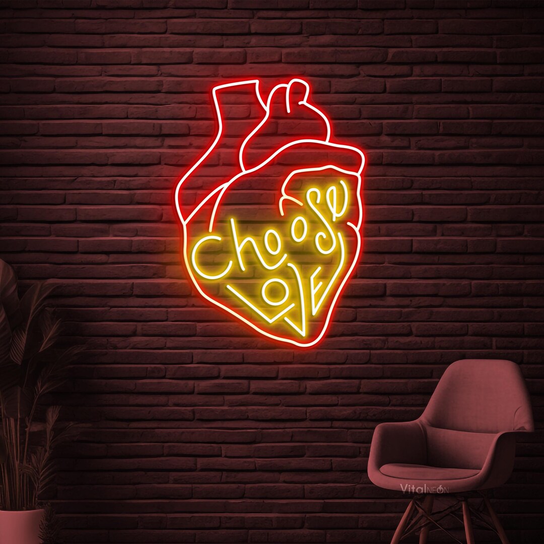 Choose Love Neon Sign, Heartbeat LED Wall Art - Etsy