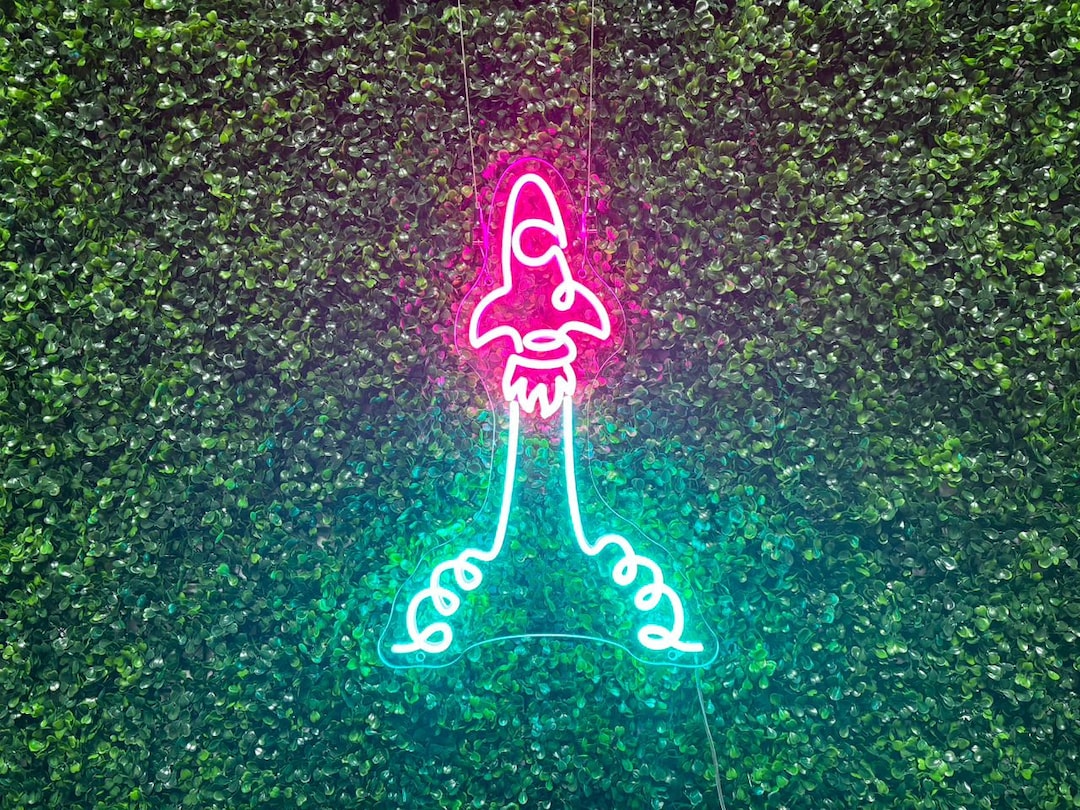 Rocket LED Neon Sign, Rocket Launching Neon Light, Rocket Wall Decor ...
